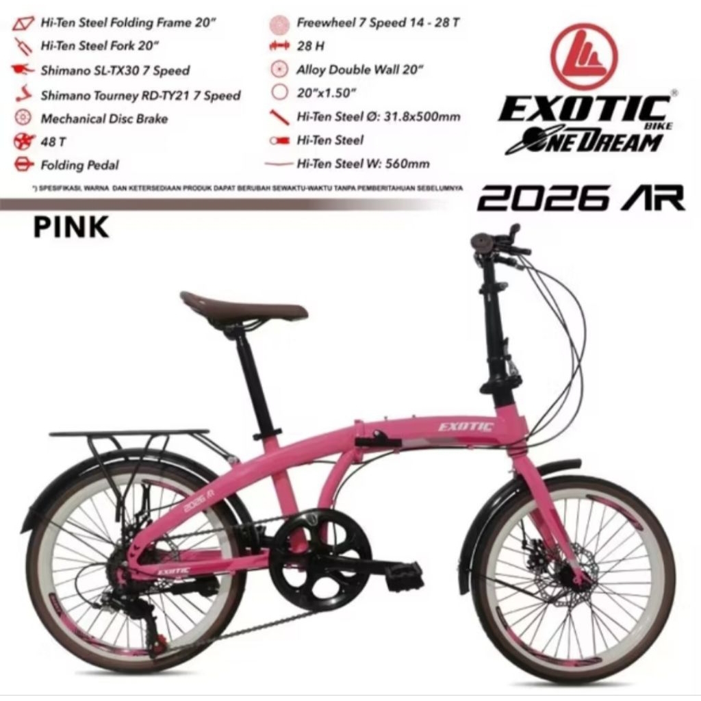 Jual SEPEDA LIPAT EXOTIC 2026 BY PACIFIC 20 INCH CAKRAM SHIMANO NEW ...