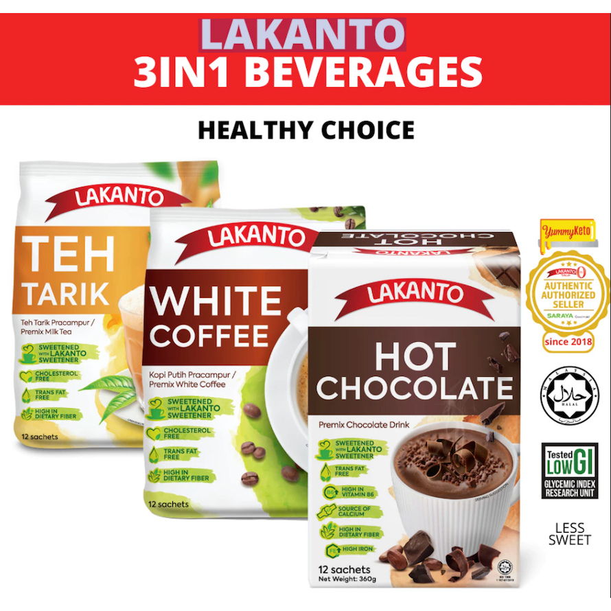 Jual LAKANTO Instant Teh Tarik (Milk Tea) White Coffee Hot Chocolate 3 ...