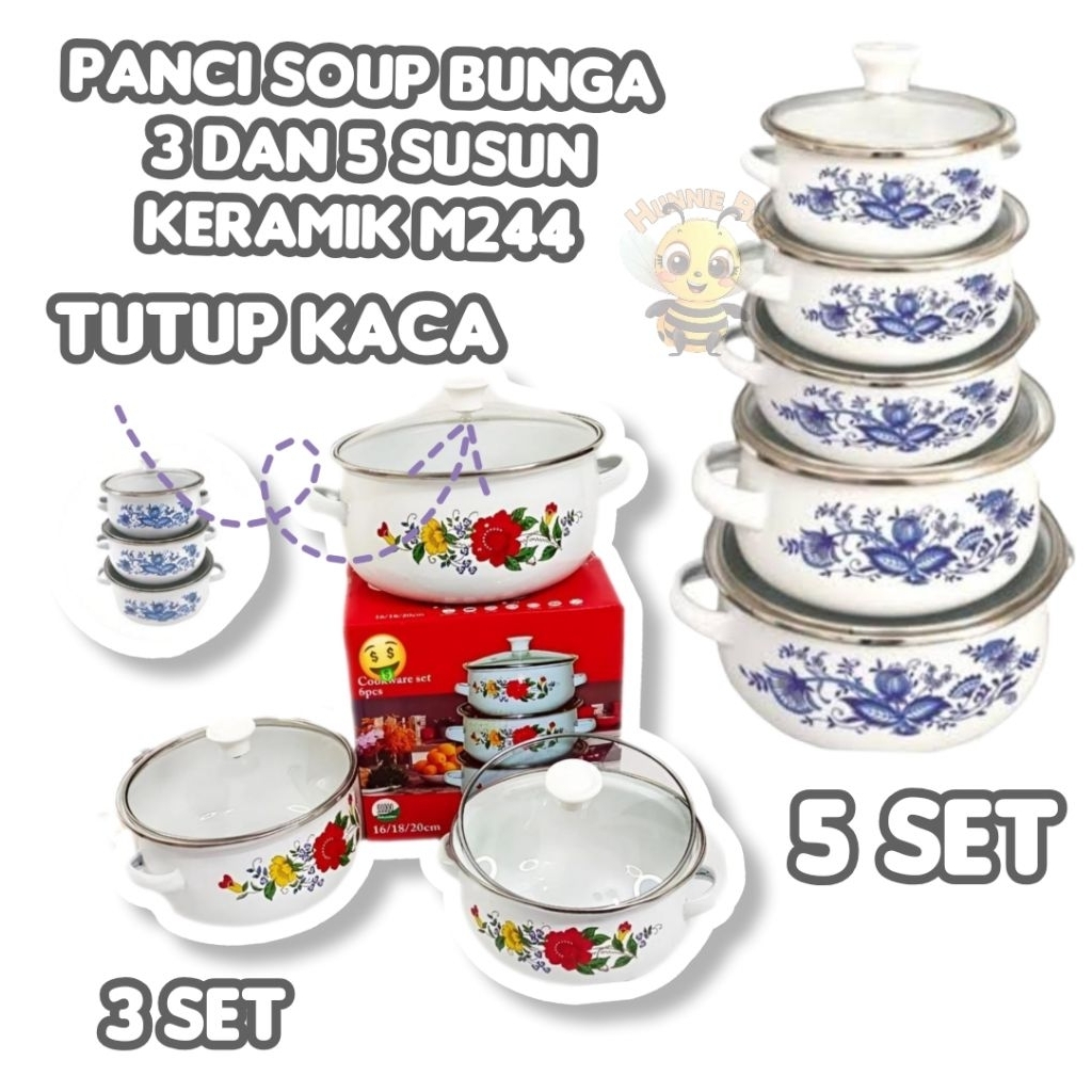 Jual Panci Soup Bunga 3 dan 5 Susun Keramik | Shopee Indonesia
