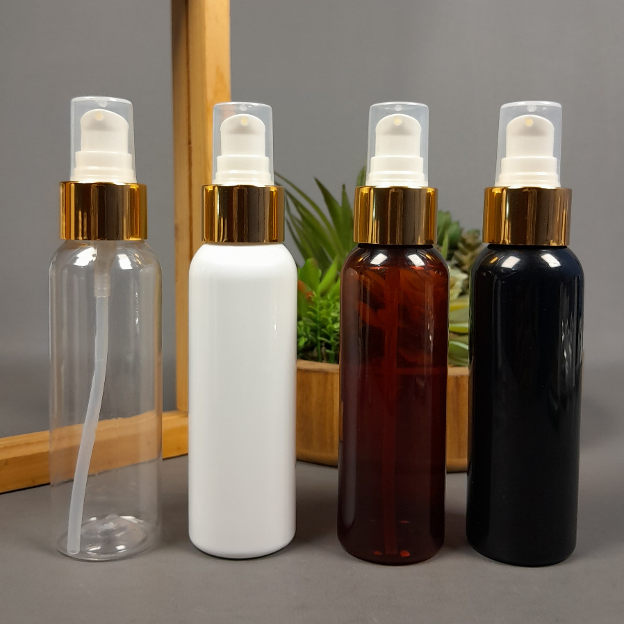 Jual Botol Treatment Pump 100 Ml / Botol Pet 100 Ml - Tutup Treatment Pump Gold Halfcap / Botol ...