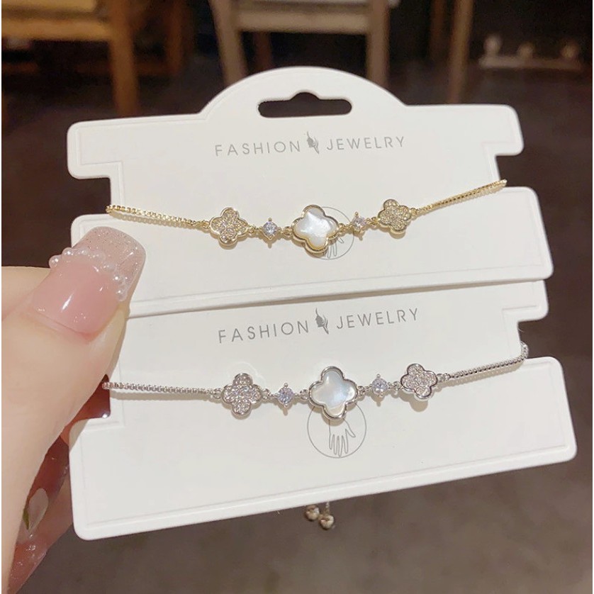 Jual Gelang Clover Wanita Anti Karat Korea Aesthetic Aksesoris ...