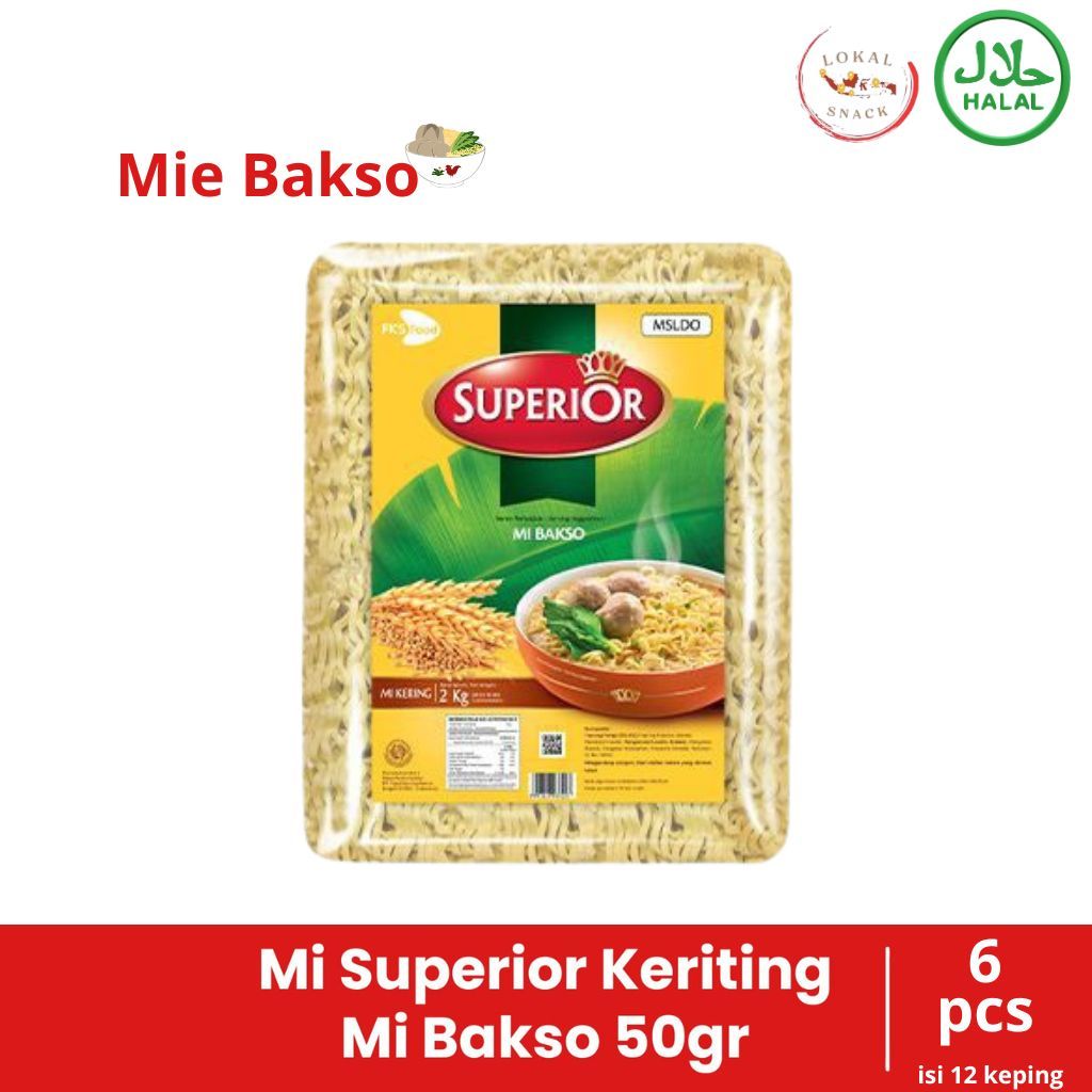 Jual Paket Mi Superior Keriting - Mi Bakso - 12 Keping - 50gr x 6pcs ...