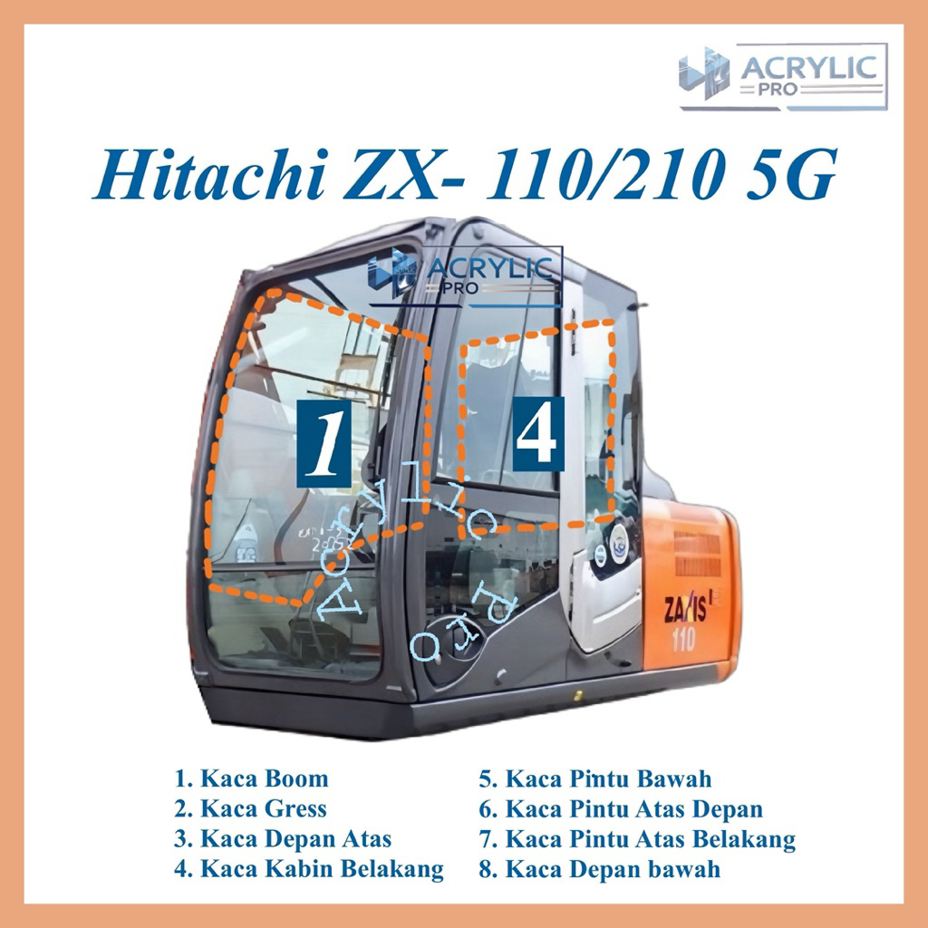 Jual Kaca Alat Berat Excavator Hitachi ZX- 110/138/200/210 5G | Shopee ...