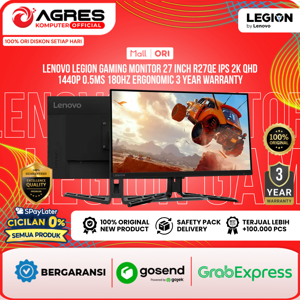 Jual LENOVO LEGION GAMING MONITOR 27 INCH R27QE IPS QHD 2K 1440P 0.5MS ...