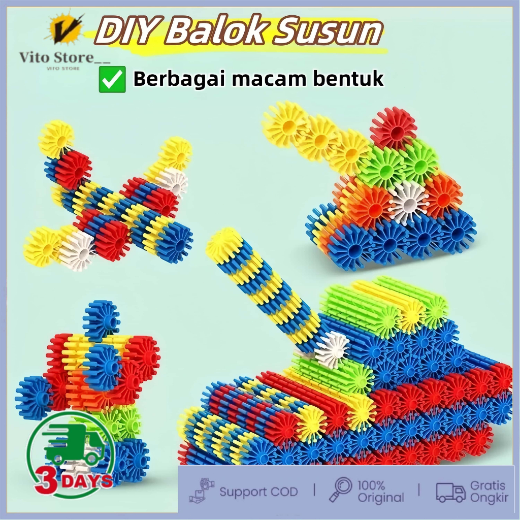 Jual [180Pcs] Diy Balok Susun Mainan Edukasi Anak Permainan desktop ...