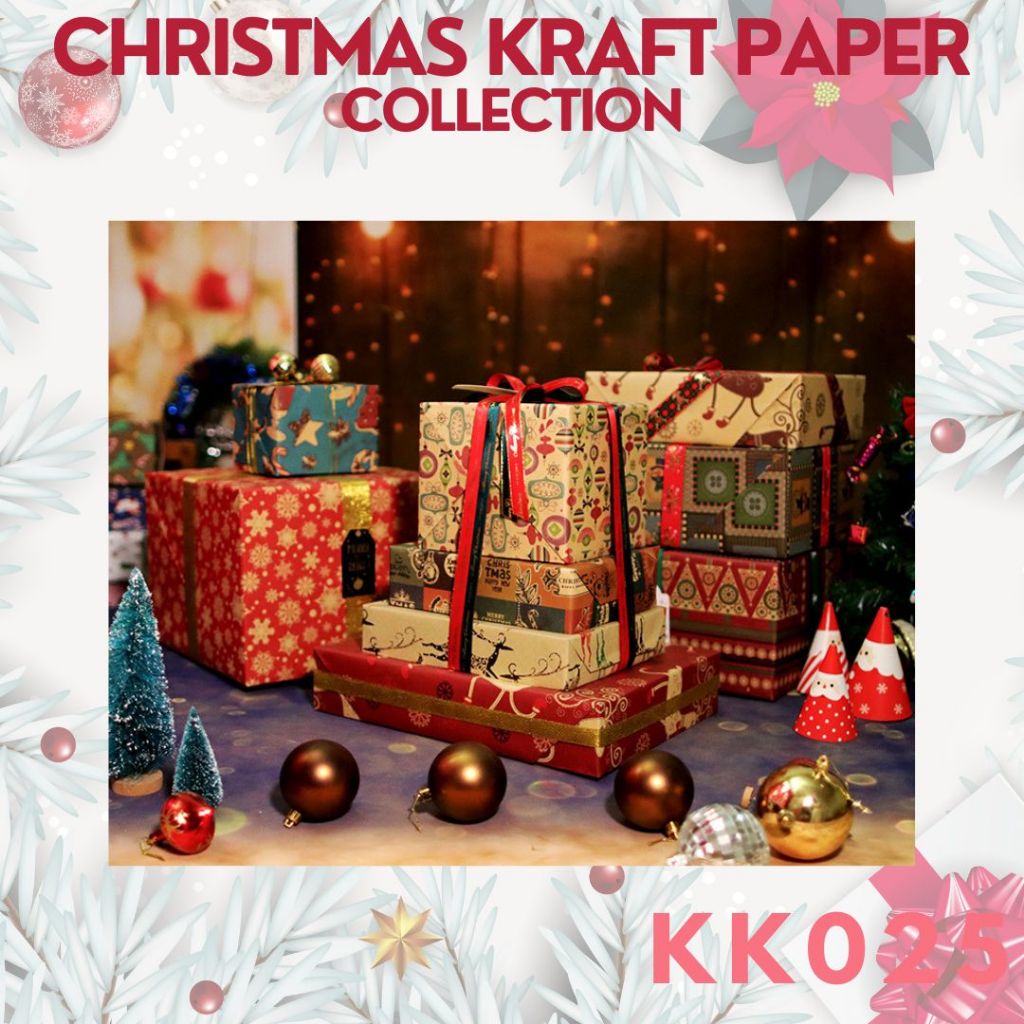 Jual Kertas Kado Wrapping Paper Kraft Christmas | Shopee Indonesia