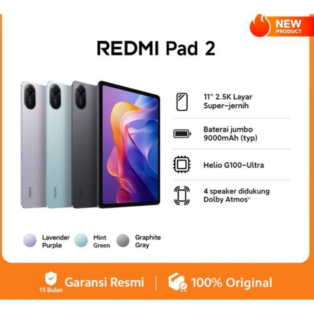 Jual XiAOMi Redmi Pad 2 (4/128) | 11" 2.5 Layar Super Jernih | Helio G-100 Ultra | Shopee Indonesia