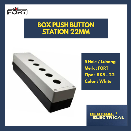 Jual FORT Box Push Button Station 22mm 5 Hole/Lubang White/Putih merk ...