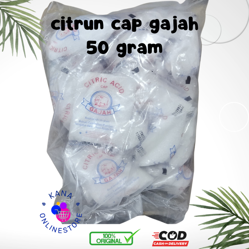 Jual Citrun Cap Gajah ASLI 1pak isi 20 bungkus @50 gr - Citric Acid ...
