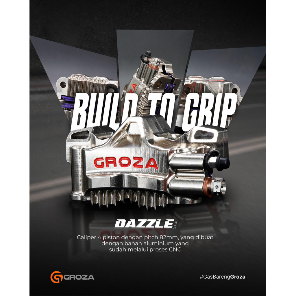 Jual GROZA - KALIPER GROZA 4 PISTON DAZZLE PITCH 82MM | Shopee Indonesia