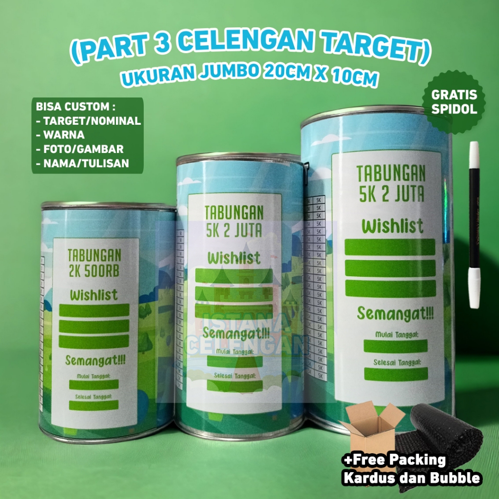 Jual (PART 3 JUMBO) CELENGAN TARGET JUMBO UKURAN 20cm X 10cm FREE ...