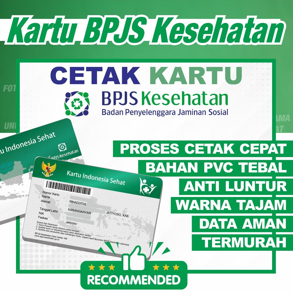 Jual Cetak ID Card Kartu Digital Fisik Kartu BPJS KIS 2 SISI KARTU BPJS PVC BAHAN PREMIUM ...