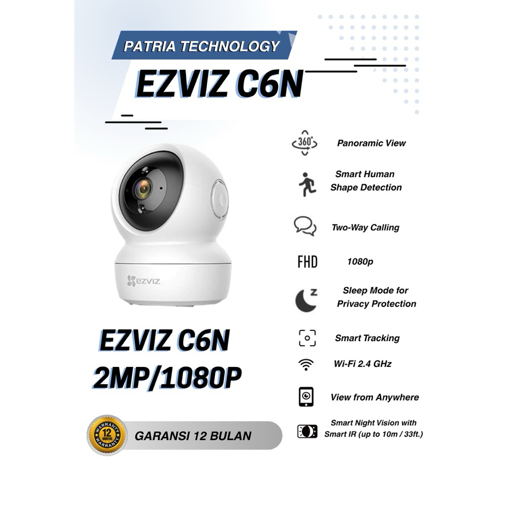Jual Ezviz C6N 2MP Smart Wifi Pan Tilt IP Camera CCTV Indoor 1080p ...