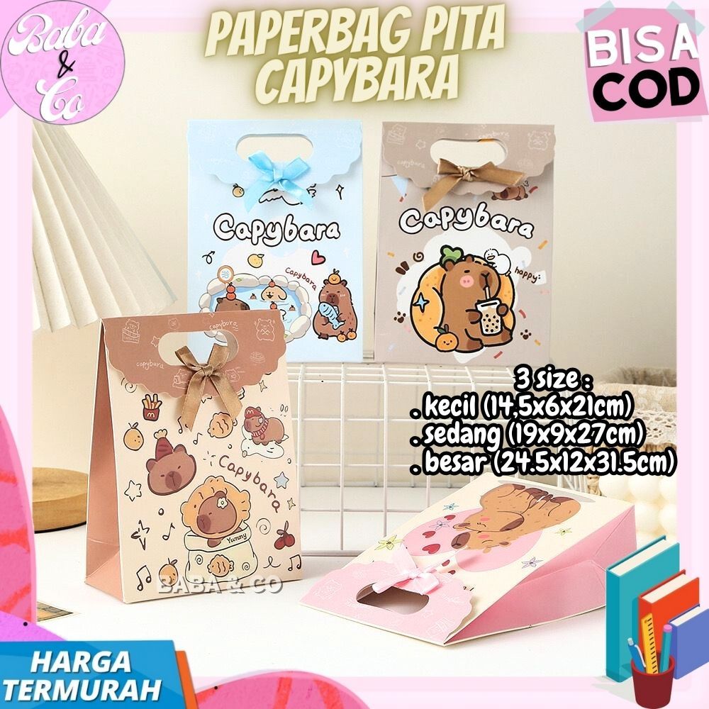 Jual PAPERBAG CAPYBARA PITA LUCU UNIK KANTONG HADIAH PAPER BAG CAPYBARA ...