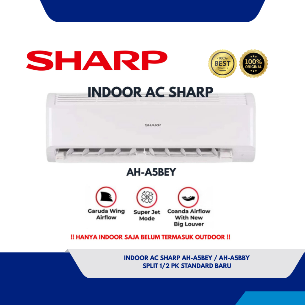Jual INDOOR AC SHARP AH-A5BEY / AH-A5BBY SPLIT 1/2 PK STANDARD BARU ( HANYA INDOOR SAJA BELUM ...