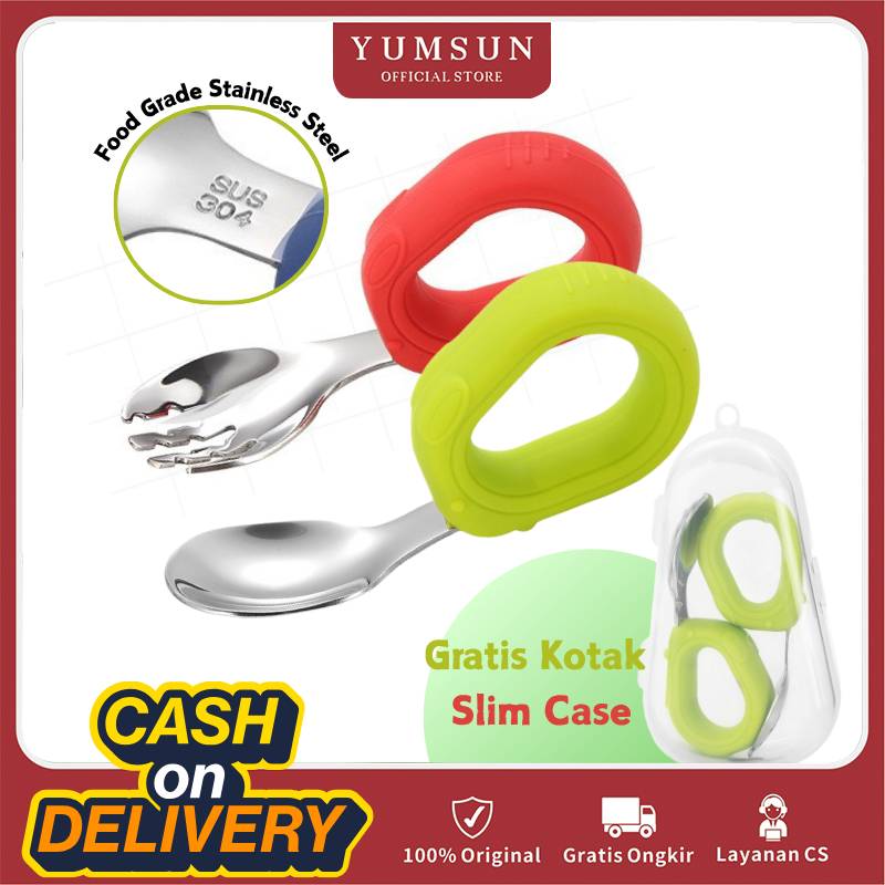 Jual YUMSUN Sendok Belajar Makan Sendiri Bayi - Sendok Anak Stainless ...
