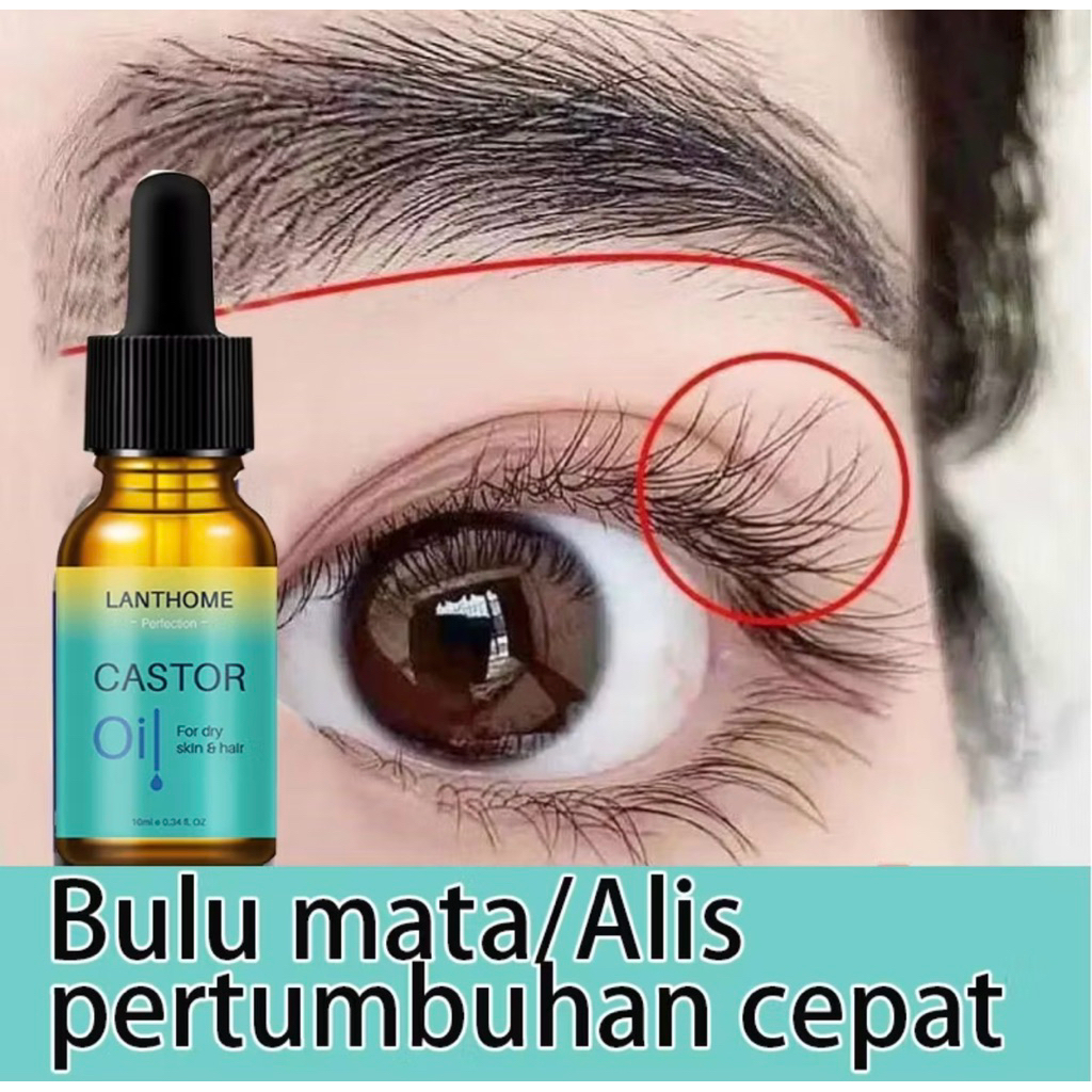 Jual lanthome castor oil for dry skin&hair 10ml serum bulu mata ...