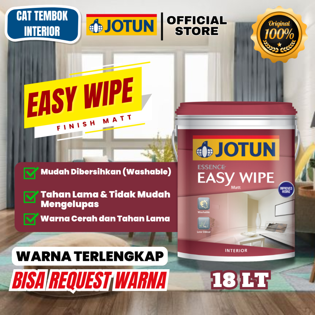 Jual CAT TEMBOK JOTUN EASY WIPE KEMASAN 18 LITER Interior Paint | Shopee Indonesia