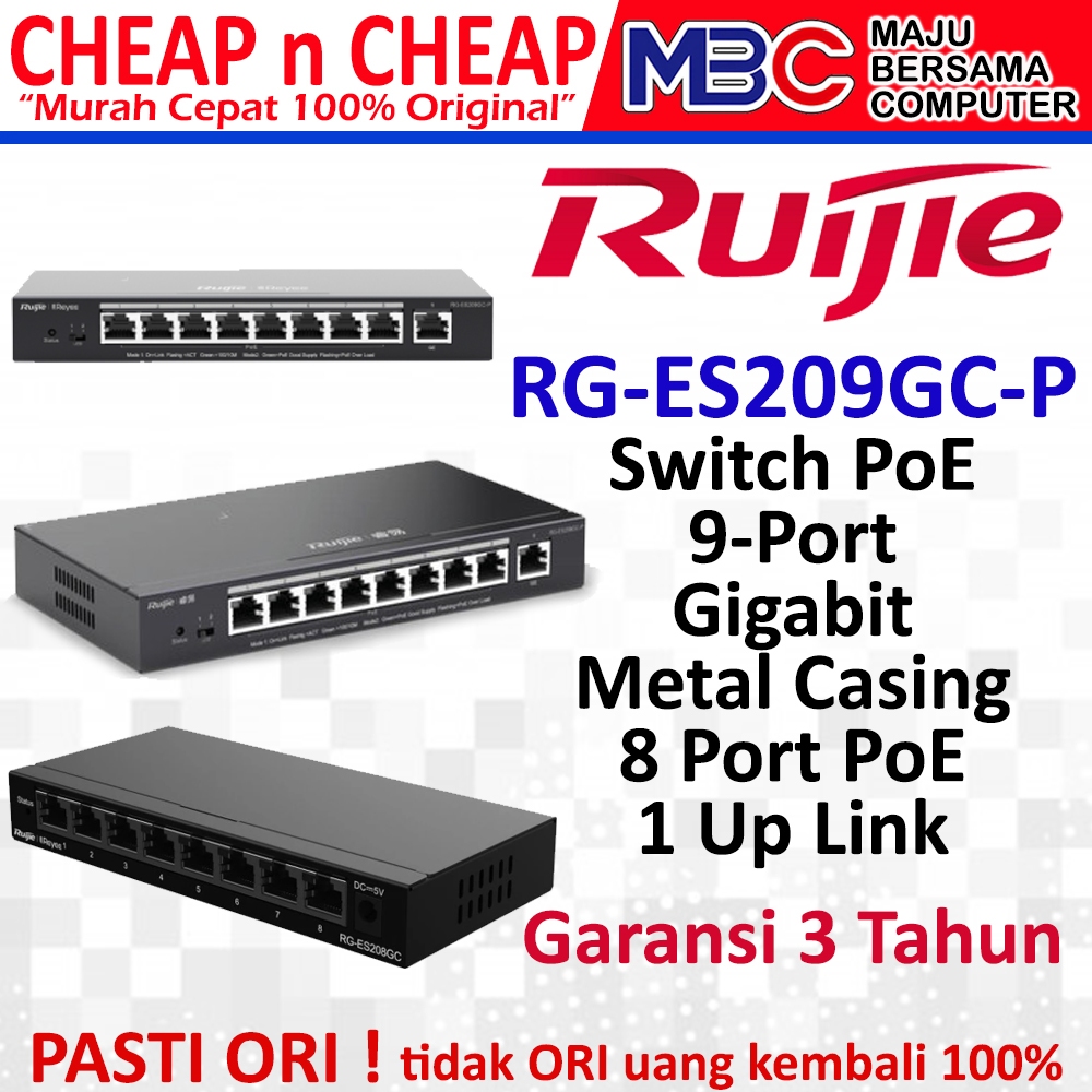 Jual Ruijie RG-ES209GC-P 9-Port Gigabit Smart Cloud Mananged PoE Switch ...