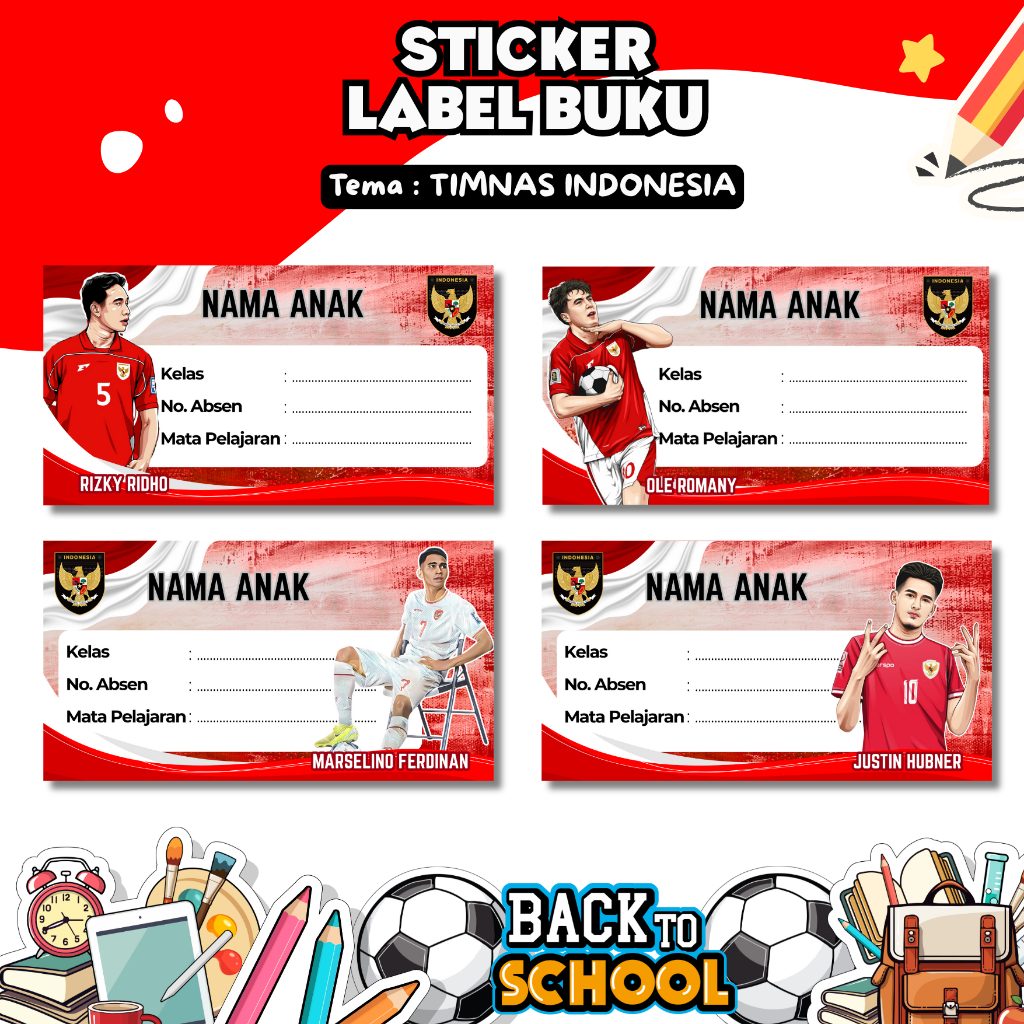 Jual ( Free Sticker ) Isi 44 pcs Sticker / Label Buku Pelajaran Bisa ...