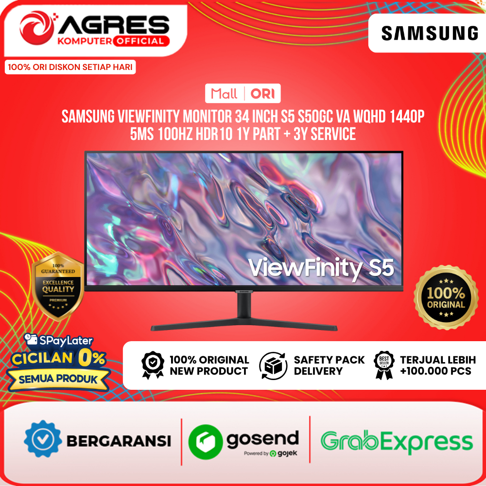 Jual SAMSUNG VIEWFINITY MONITOR 34 INCH S5 S50GC VA WQHD 1440P 5MS ...