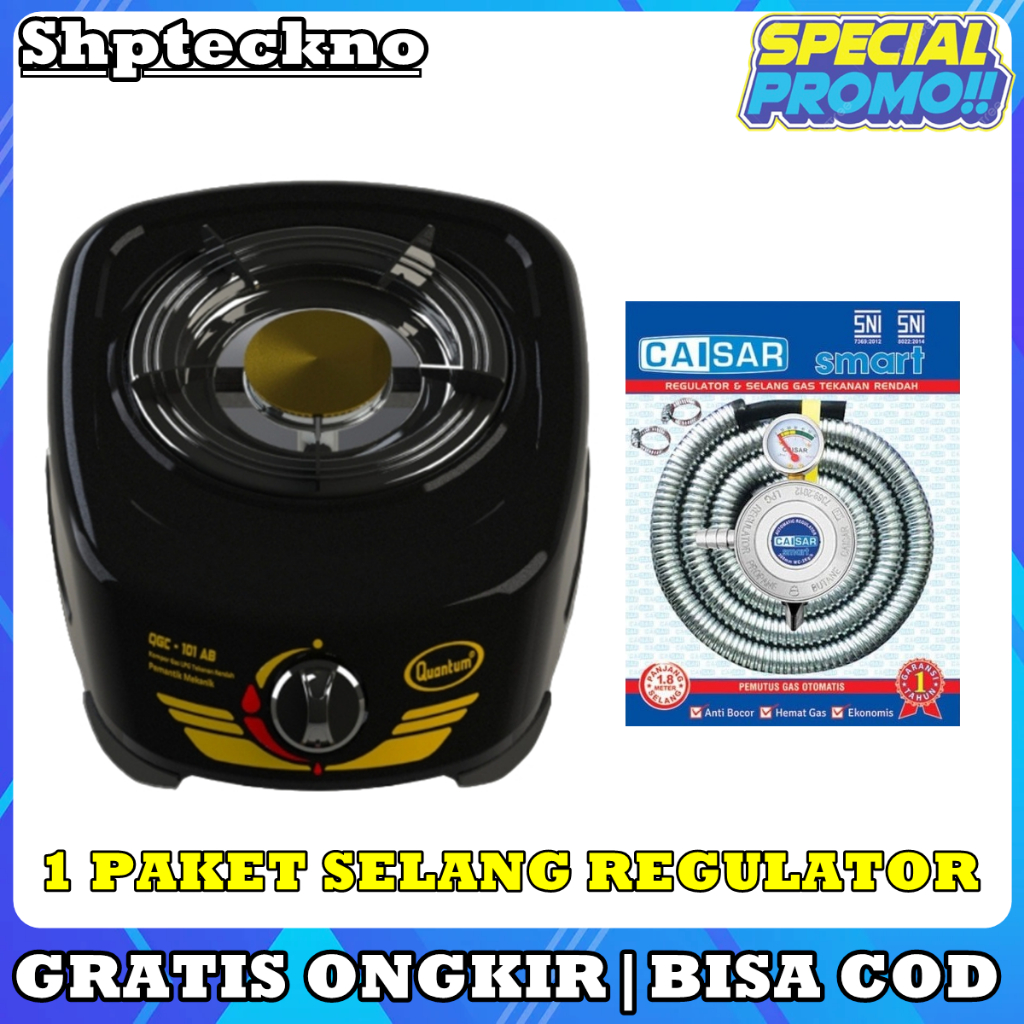 Jual QUANTUM QGC-101A Kompor Gas 1 Tungku WARNA HITAM + SELANG ...