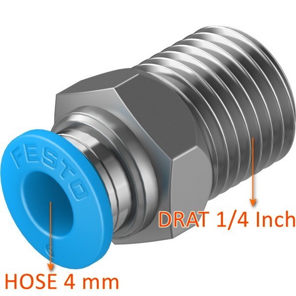Jual FESTO Push-in fitting QS-1/4-4 / QS-1/4-6 / QS-1/4-8 / QS-1/4-10 / QS-1/4-12 / Drat 1/4 ke ...