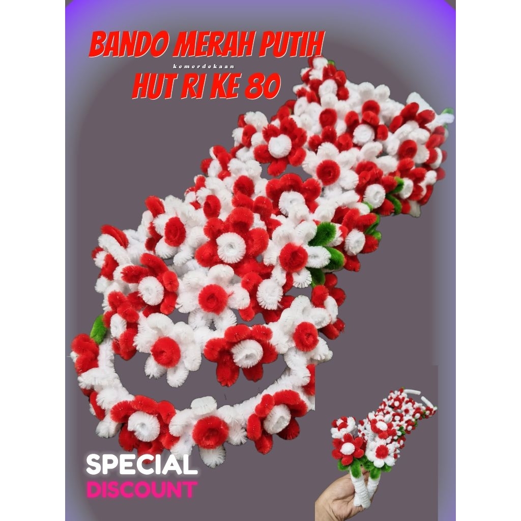Jual (READY)BANDO MERAH PUTIH/BANDO BUNGA MERAH PUTIH/BANDO KEMERDEKAAN ...