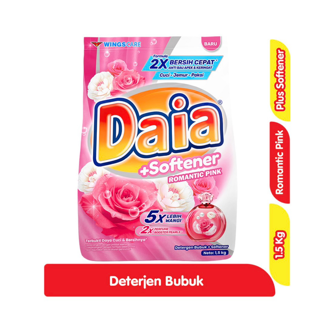 Jual Daia Deterjen bubuk romantic pink 1,5kg, Violet passion 1,5kg, Clean&fresh 1,5kg, Putih 1 ...