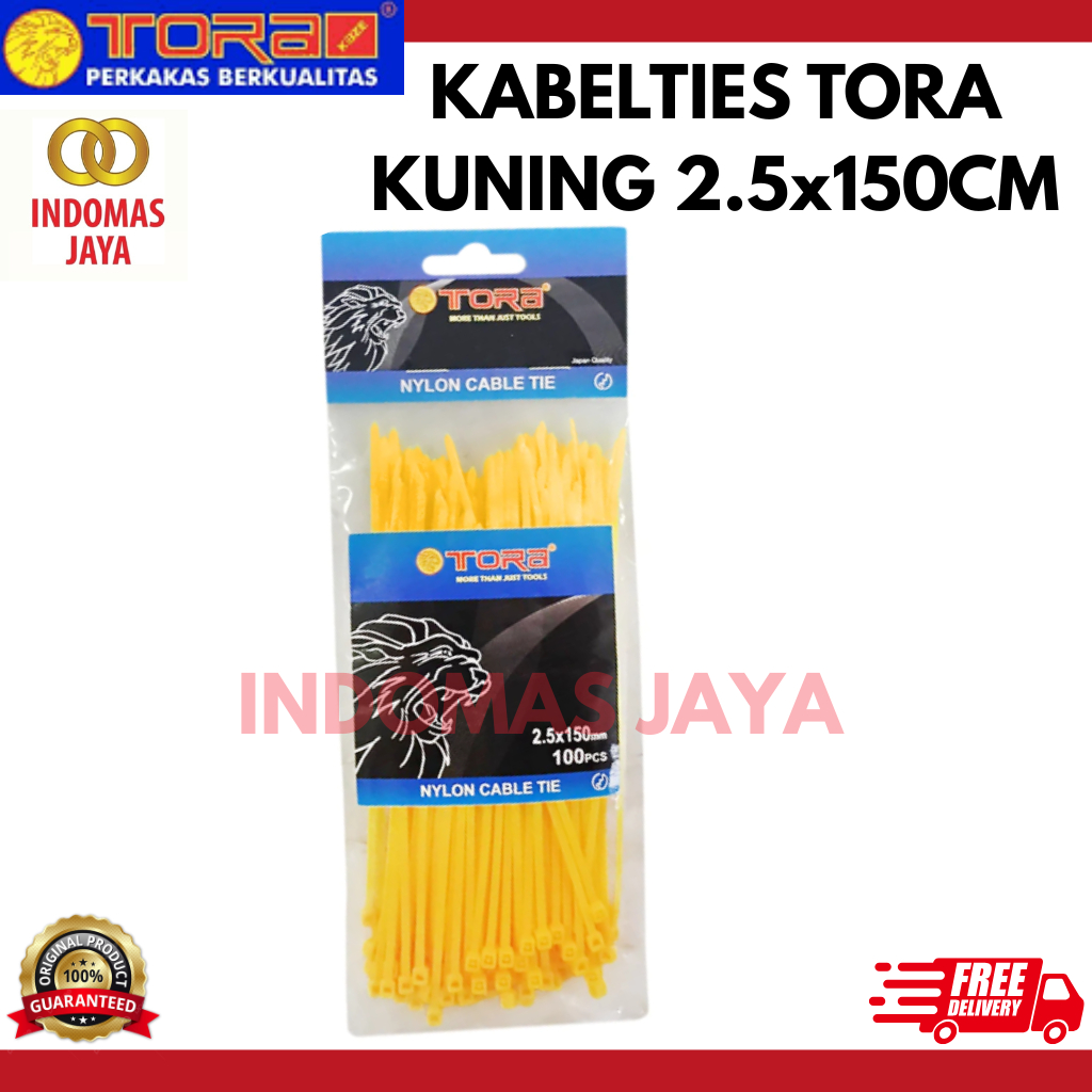 Jual TORA Kabel Tis Nylon 2.5 x 150 mm - Tali Ikat Warna Kuning 100 Pcs ...