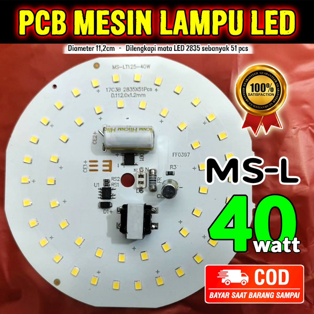 Jual Mesin Lampu LED AC 40w 40 watt / PCB Lampu LED AC / Nyala Putih ...