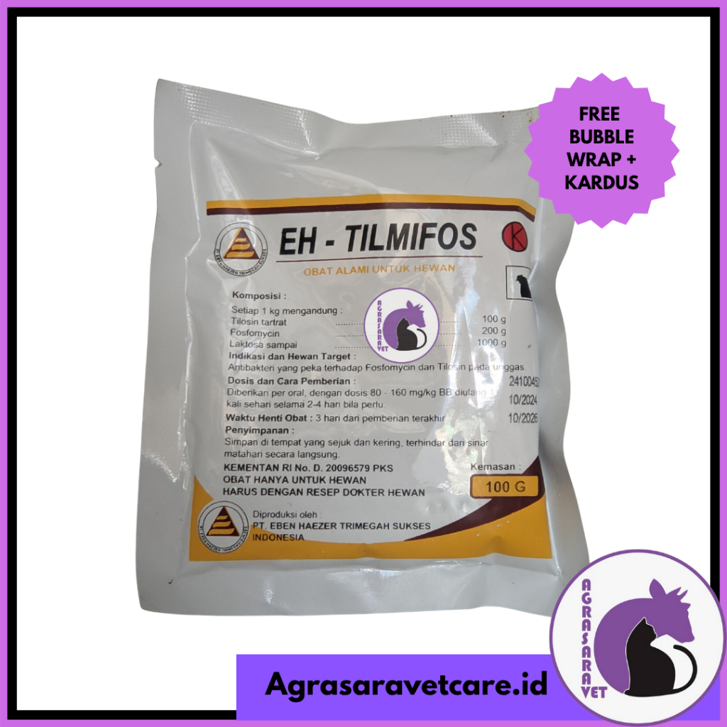 Jual EH tilmifos 100 gram ( tylosin fosfomycin) obat crd kompleks snot ...
