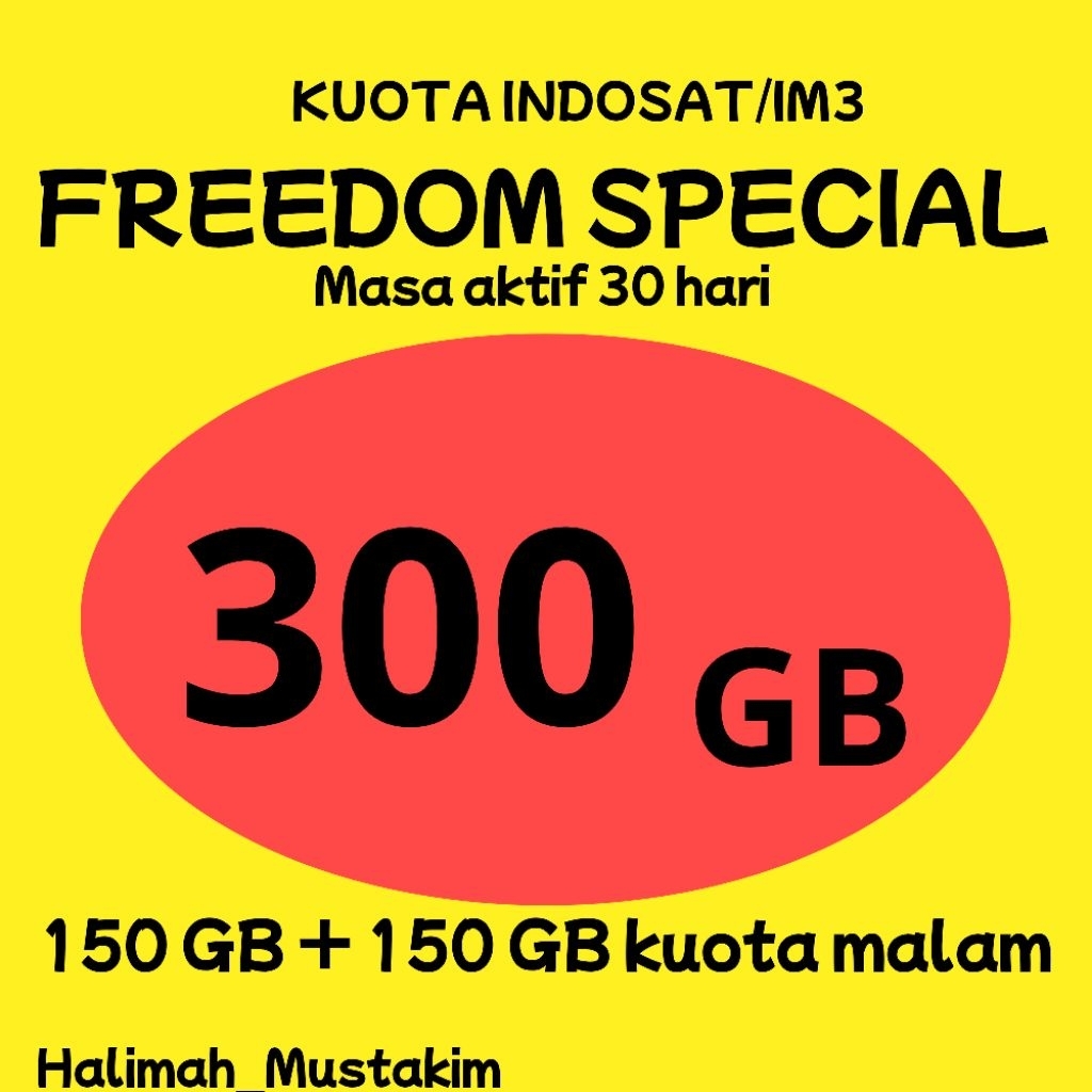 Jual Paket Internet Indosat im3 murah 300 GB ( 150 GB Nasional + 150 GB ...
