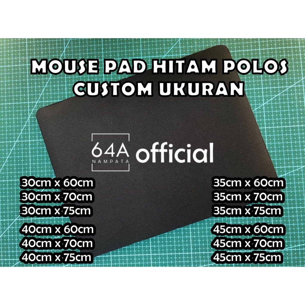 Jual 64A MOUSE PAD HITAM POLOS 3MM CUSTOM UKURAN DESK MAT POLOS SUBLIM ...