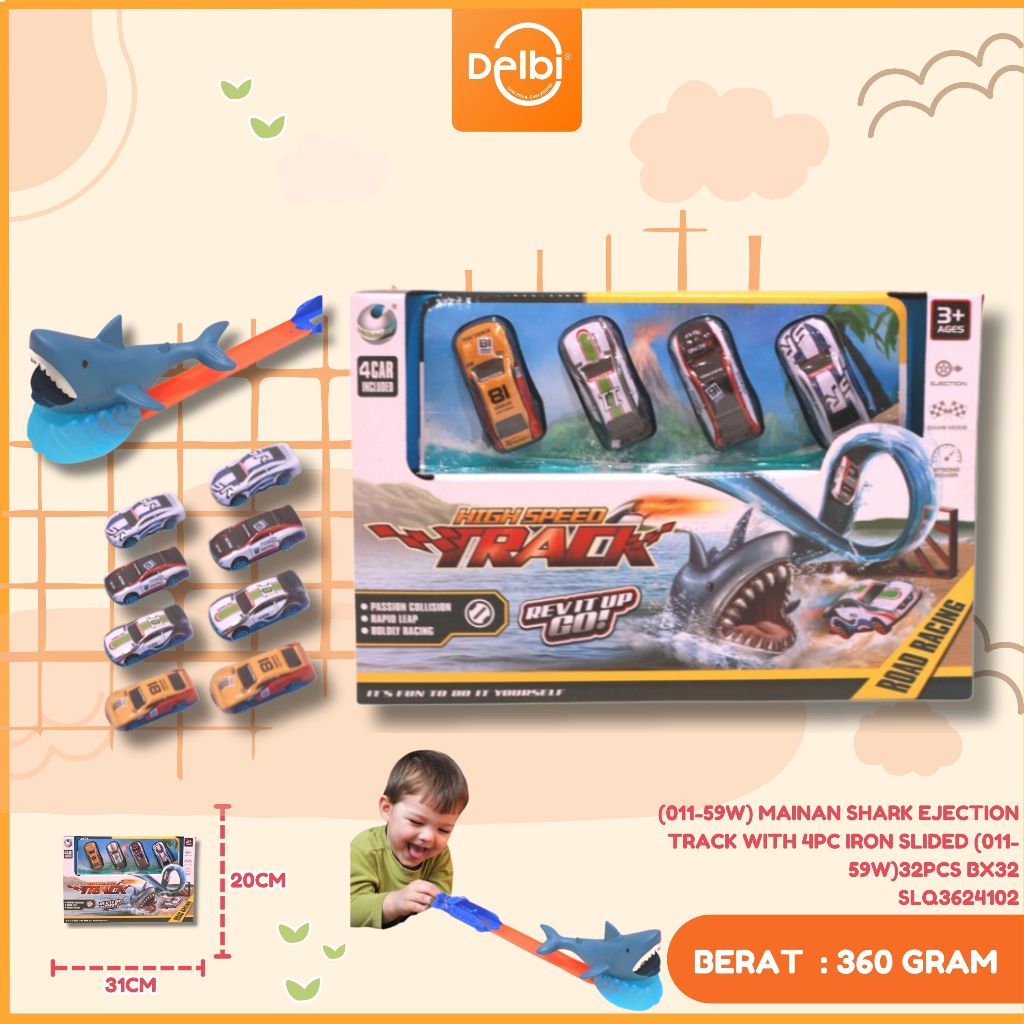 Jual Mainan Anak Track Jalur Mobil Diecast Hiu Shark Mainan Shark ...