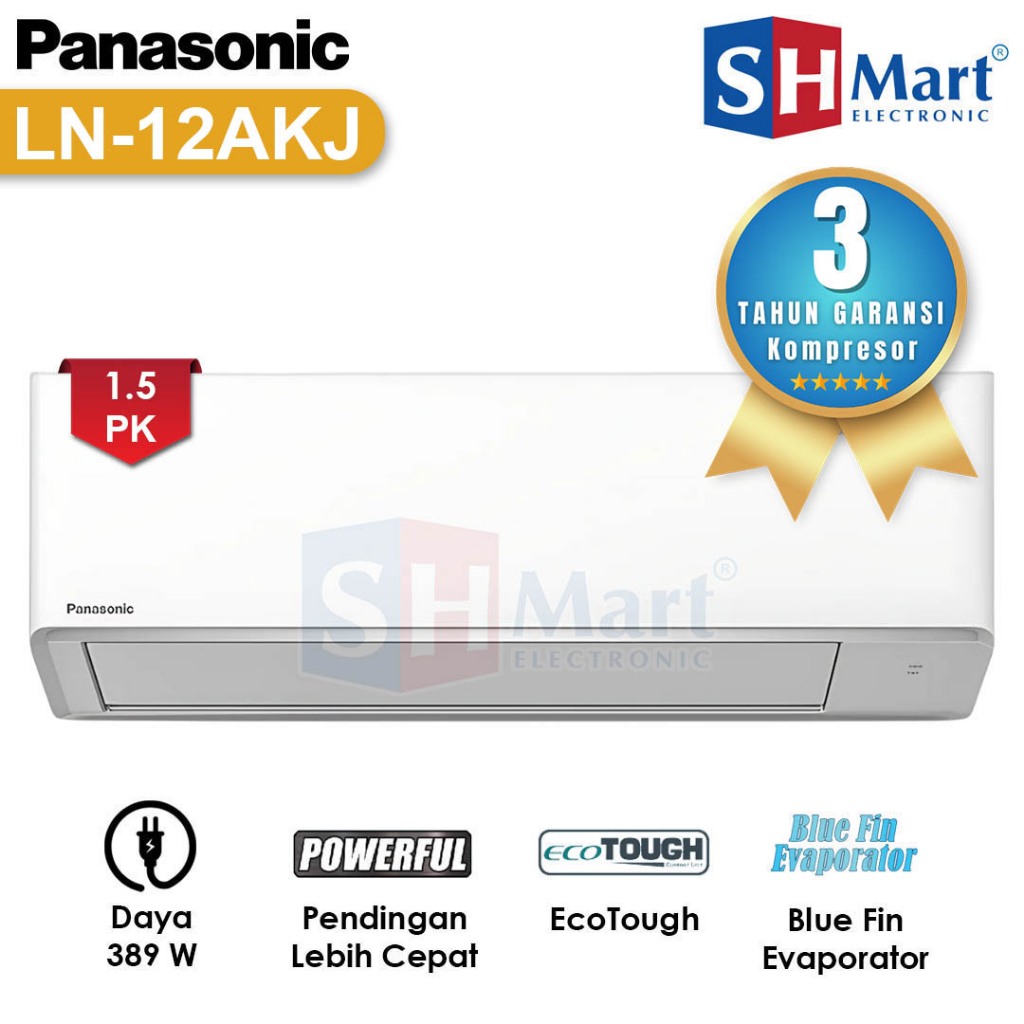 Jual AC PANASONIC 1,5 PK SI-BIRU CS-LN12AKJ / LN 12AKJ STANDARD LOW VOLTAGE TERBARU GARANSI ...
