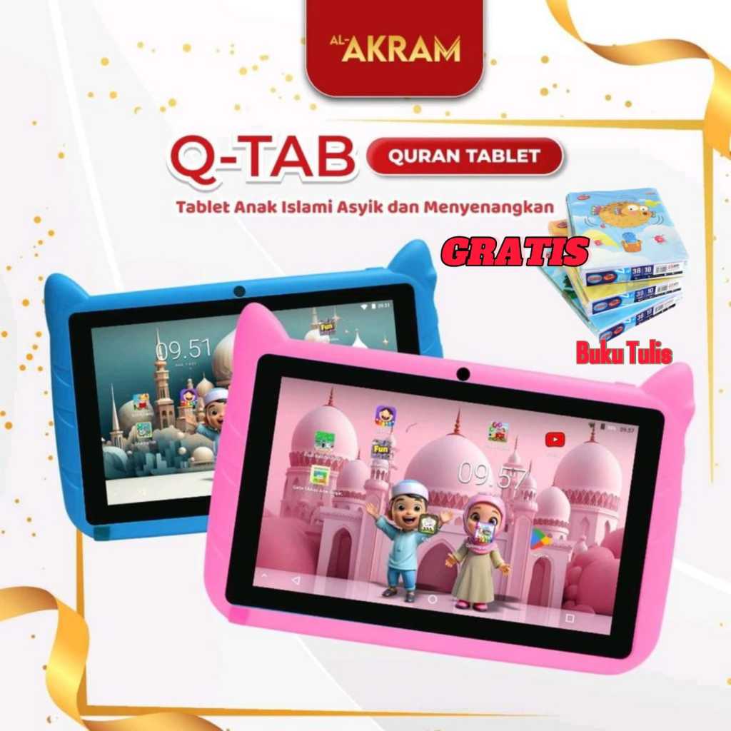 Jual BUY 1 GET 10 QTAB AL AKRAM FREE BUKU TULIS 1 PAK Q-TAB TABLET ANAK ...
