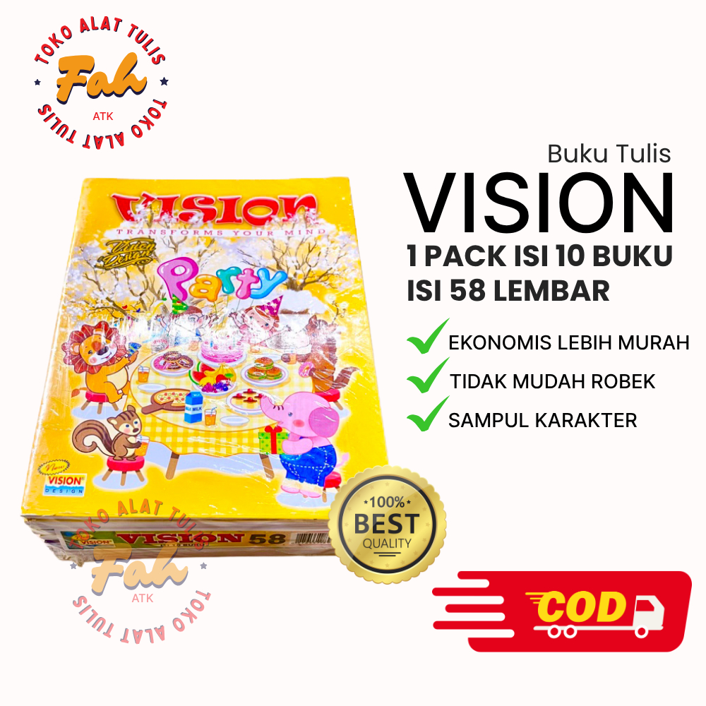 Jual Buku Tulis Vision 58 lembar isi 10 pcs / Buku Tulis Vision 58 ...