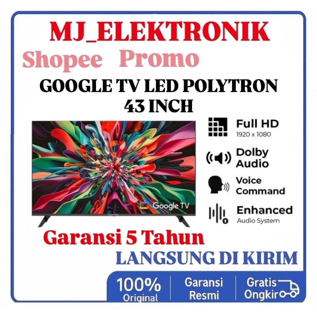 Jual Google tv led Polytron 43 inch | Shopee Indonesia