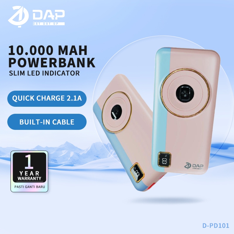 Jual PowerBank 10.000mAh D-PD101 3.0A Dual Input Port Type C & Micro ...