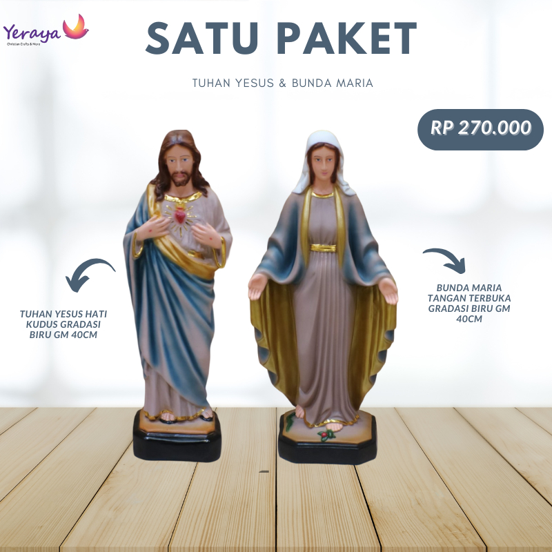 Jual Sepasang Patung Katolik Tuhan Yesus Hati Kudus Bunda Maria Gradasi ...