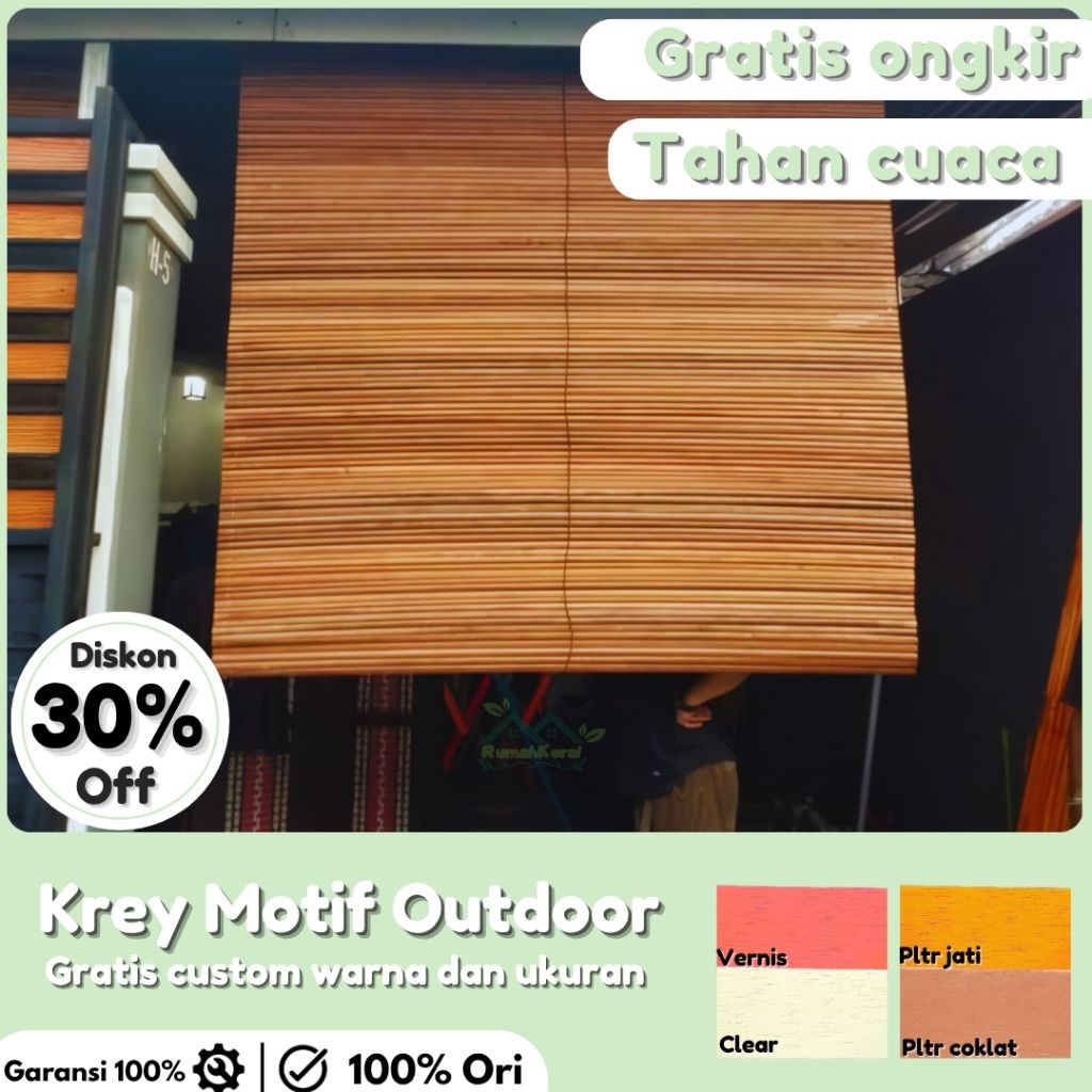Jual Krey Bambu Sawit Gulung Ukuran 1m×3m Lengkap Dengan Tali Kerekan | Shopee Indonesia