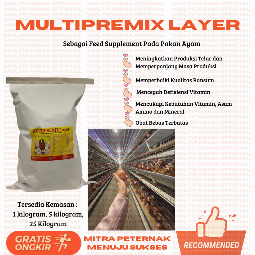 Jual Premix Ayam Petelur Tambahan Pakan Multipremix Layer Multifarma ...