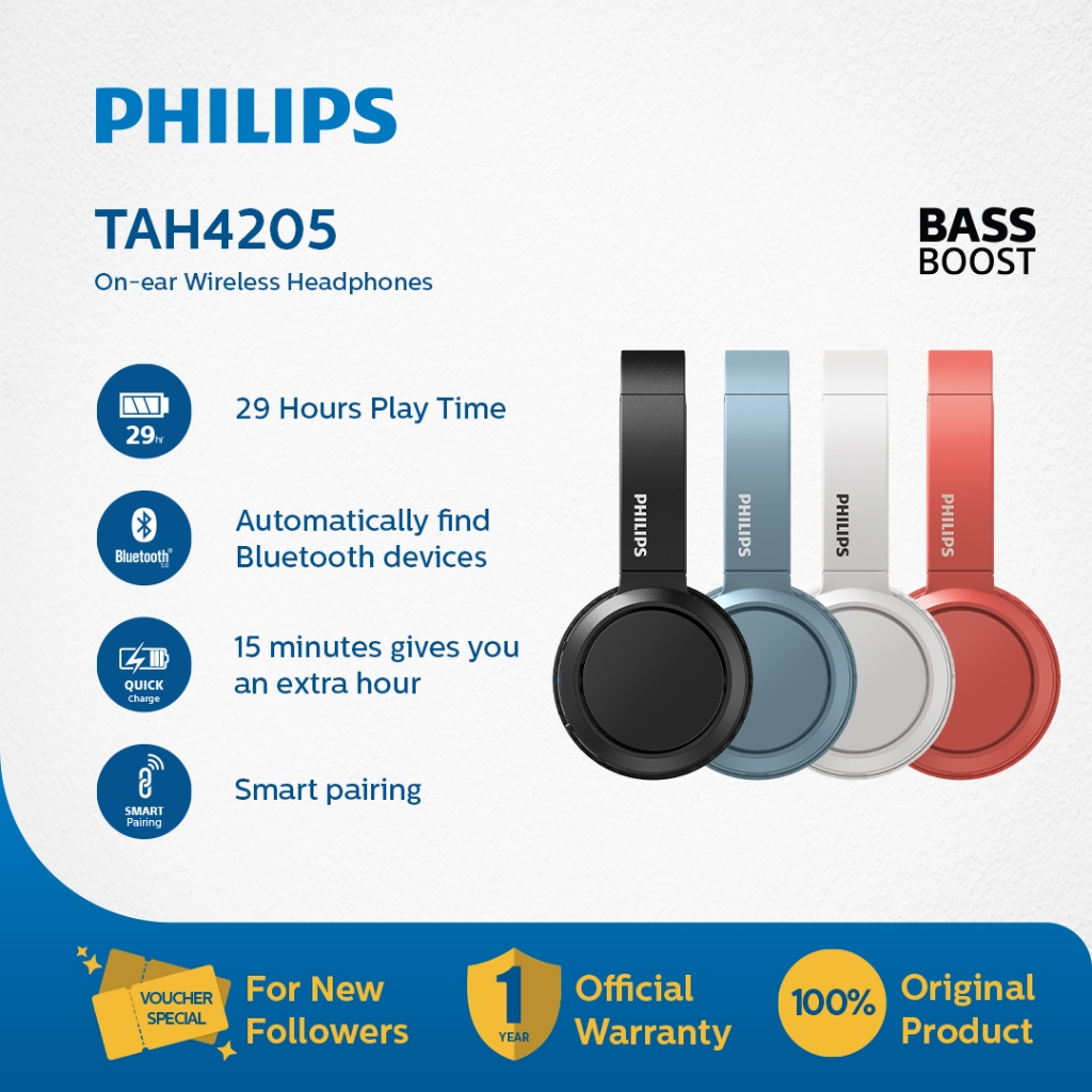 Jual Philips TAH4205 On-ear Wireless Headphones / TAH 4205 | Shopee ...