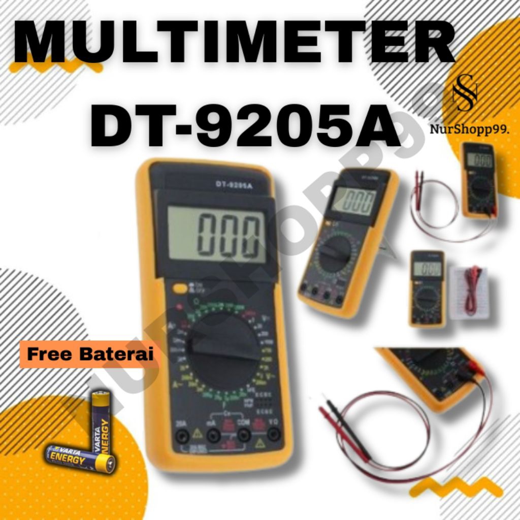 Jual MULTIMETER DT-9205A Alat Pengukur Arus Listrik Avometer Digital ...