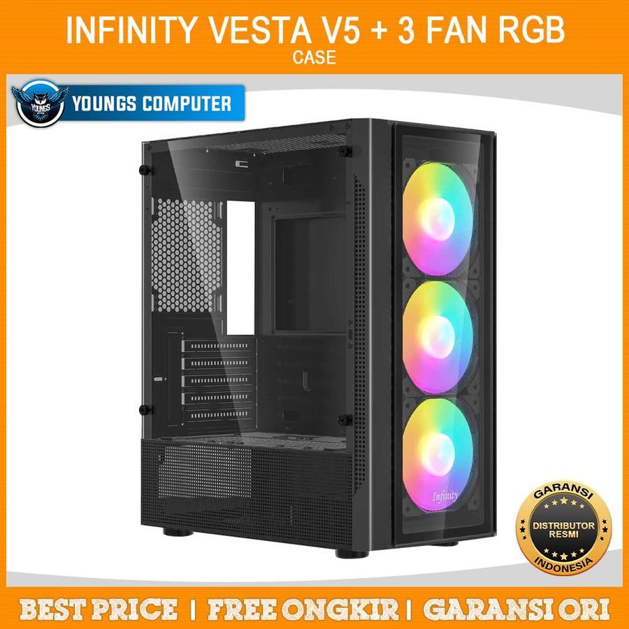 Jual Gaming Case Infinity Vesta V5 with 3 Fan RGB mATX temper Glass ...