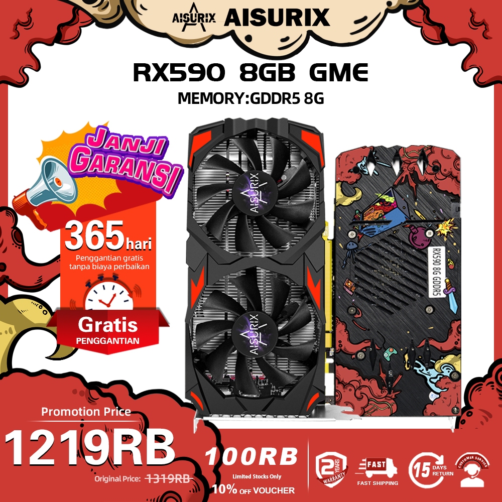 Jual AISURIX VGA Card RX590 8GB GME/RX580 8GB GDDR5 2304SP 256Bit HDMI+DP AMD RX 590 8GB GME VGA ...