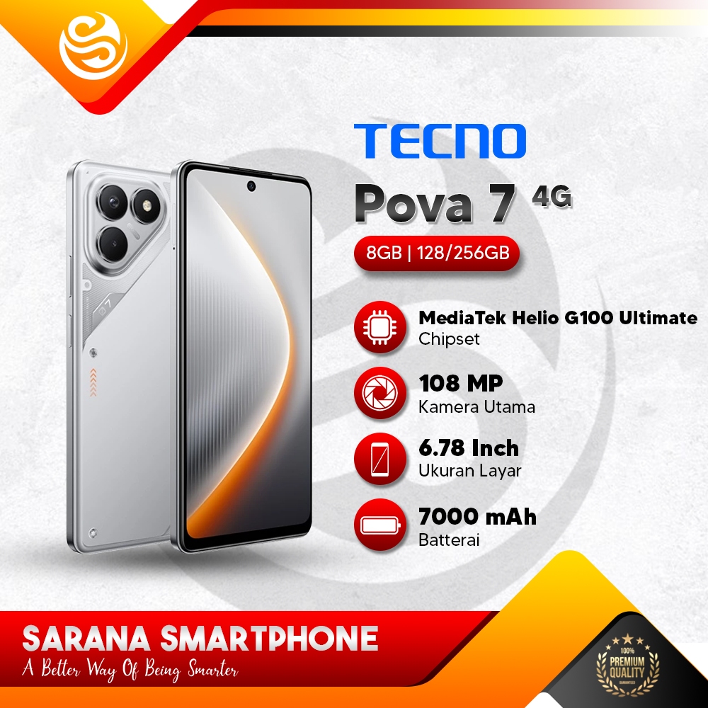 Jual Tecno Pova 7 4G (8+8/128GB) (8+8/256GB) | MediaTek Helio G100 Ultimate | 7000 mAh | Fast ...