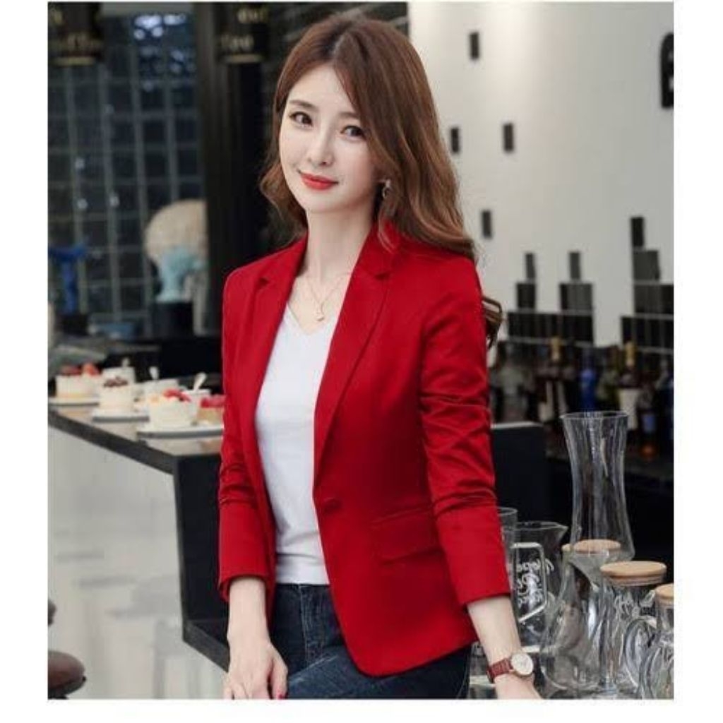Jual jas blazer wanita model korean style slimfit ,outfit kantor wanita ...