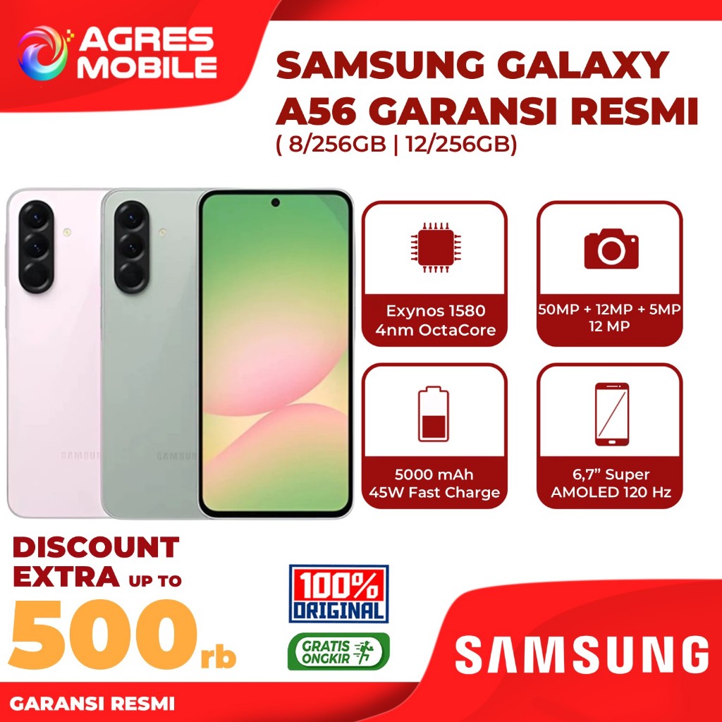 Jual Samsung Galaxy A56 5G 8/256GB - 12/256GB Galaxy AI | 45W Super Fast Charge | Garansi Resmi ...